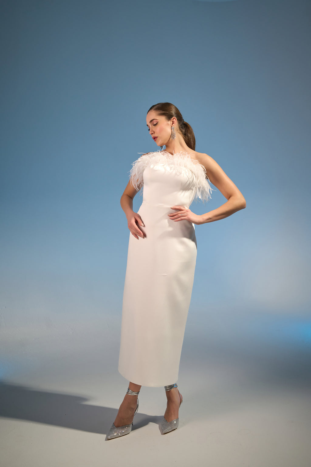 Anya Strapless Column Midi Dress by Nadia's - Elegant Formal Gown for ...