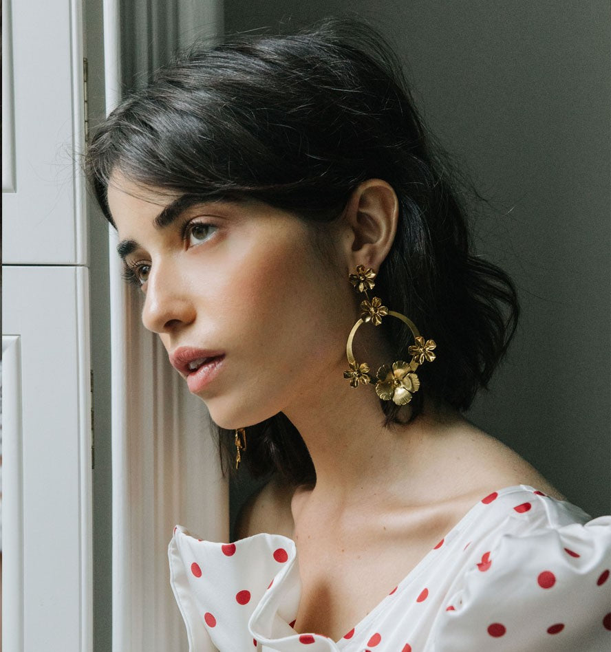 Freya Earring by Jennifer Behr – Luxe Floral Gold Earrings for Special ...